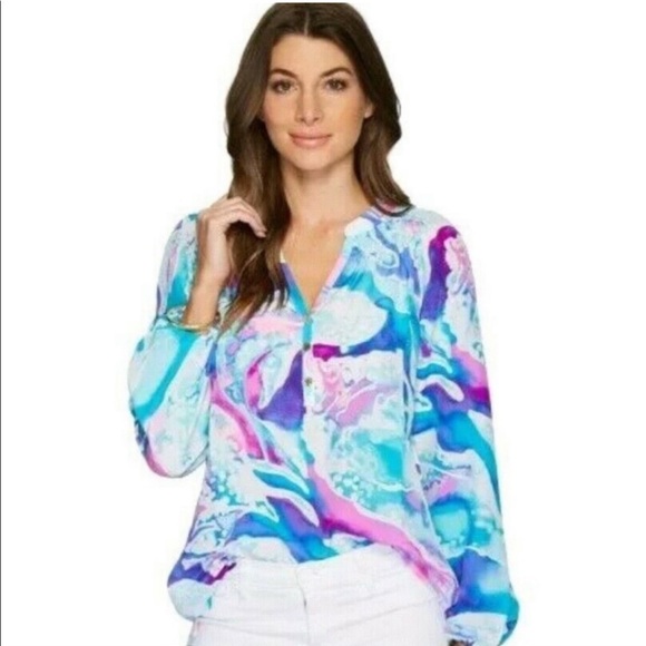 Lilly Pulitzer | Tops | Lilly Pulitzer Elsa Top Swell Aquainted | Poshmark